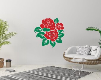 Rose Sticker Rose Stained Glass Window Sticker Flowers - Etsy