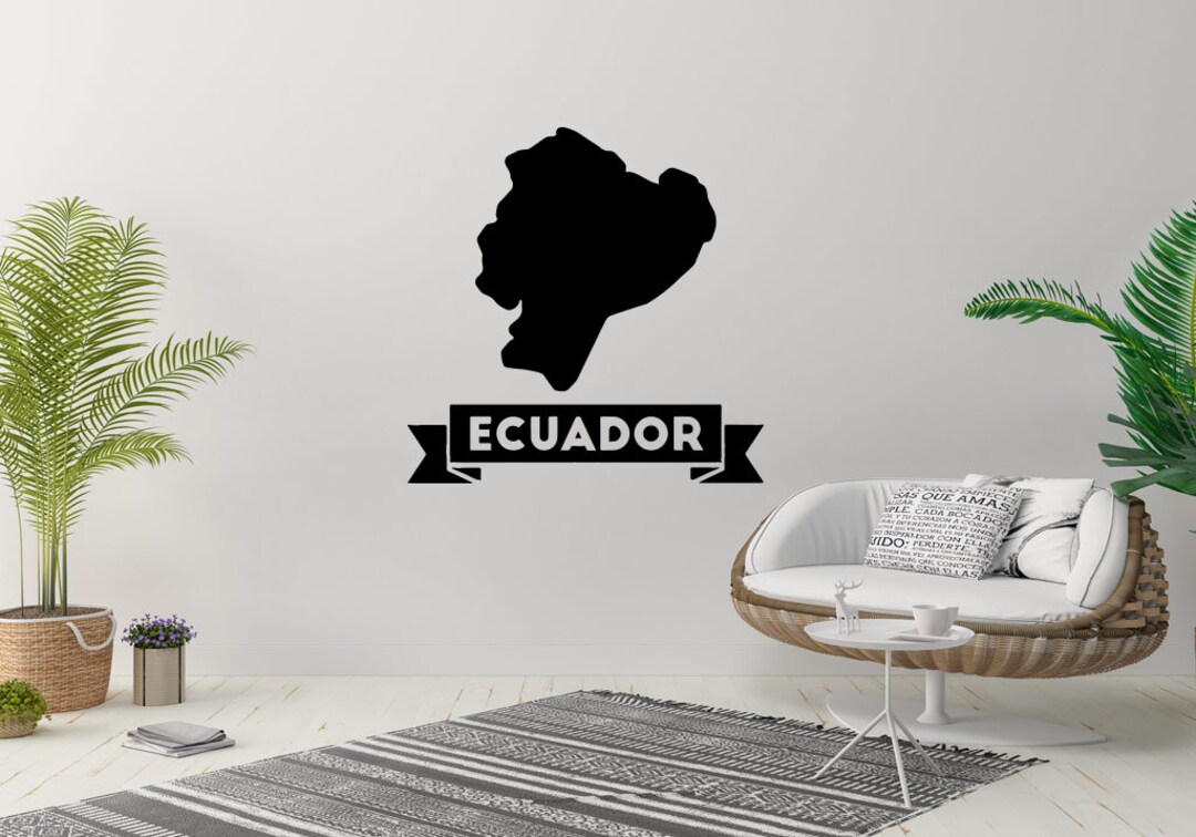 Ecuador Country Map Outline Travel Wall Sticker Vinyl Decal Mural Art ...