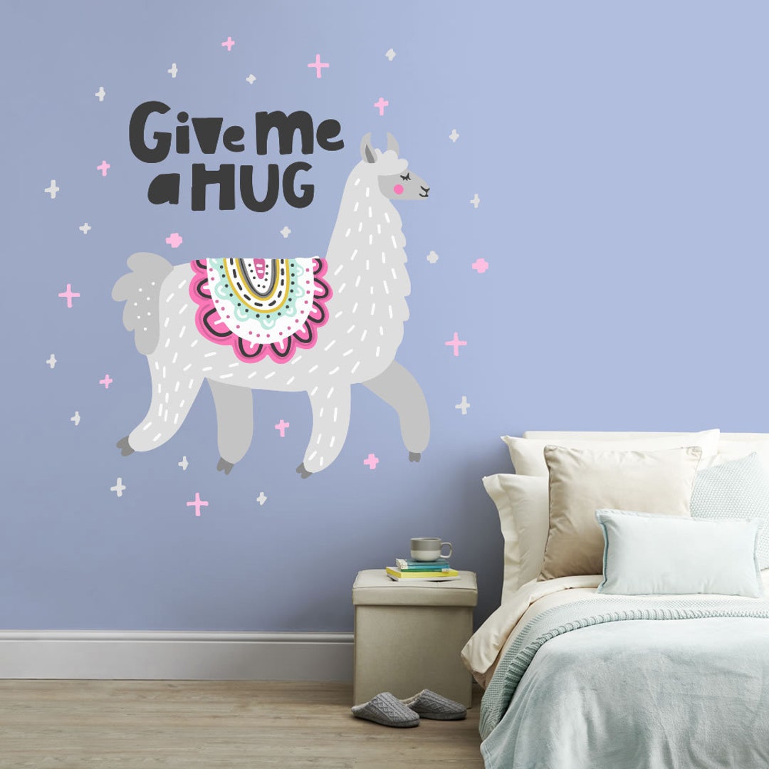 Give Me A Hug Llama Alpaca Animal Cute Kids Room Car Wall Sticker Vinyl ...