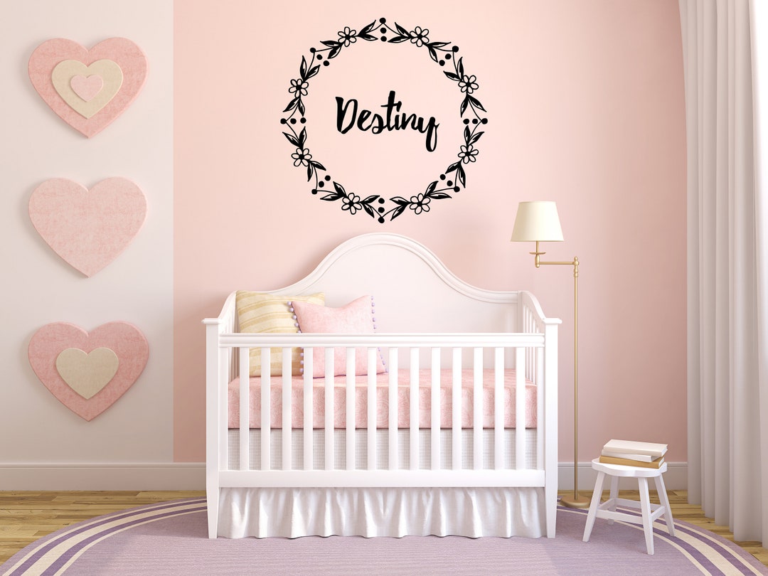 Destiny Girl Name Wreath Flowers Floral Nursery Kids Room Wall Sticker ...