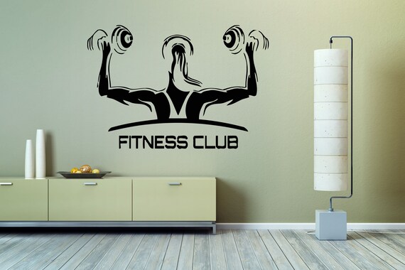 Gym Sport Workout Fitness Club Logo Sign Emblem Wall Sticker | Etsy