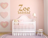 Zoe Girl Name Removable Vinyl Mural Floral Wall Art Nursery - Etsy