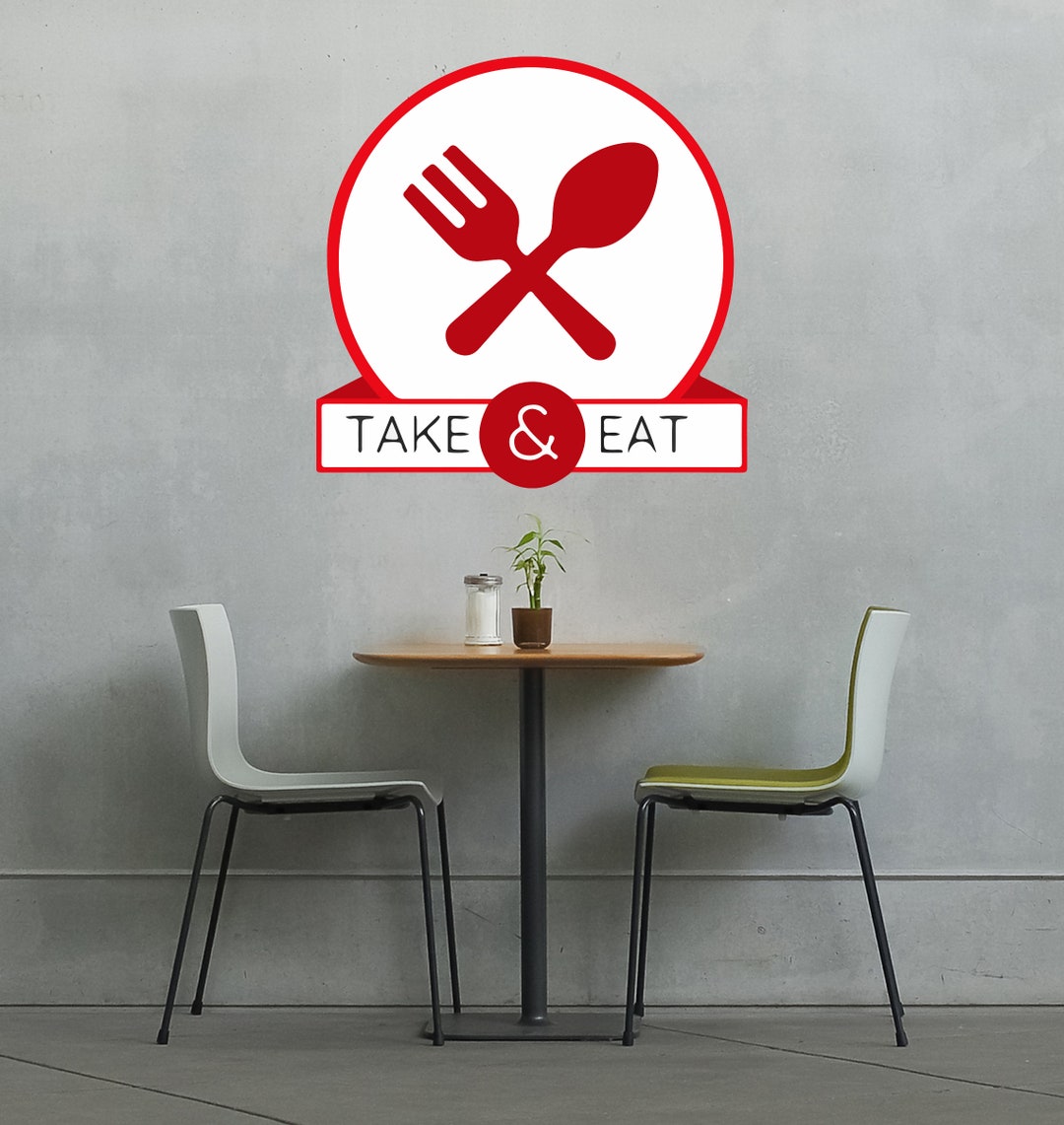 Take Away Eat Food Restaurant Logo Emblem Sign Car Wall Sticker Vinyl ...