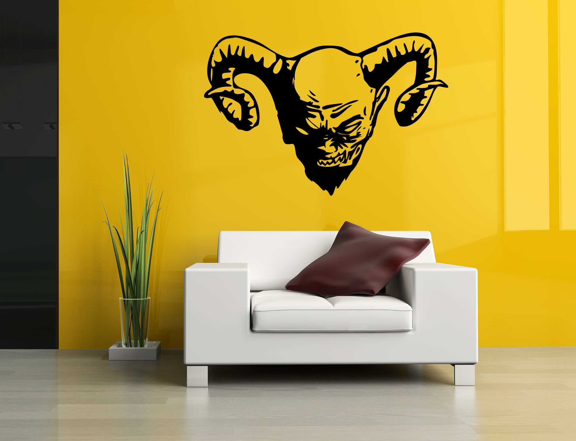 Demon Devil Halloween pared pegatina vinilo vinilo calcomanía | Etsy