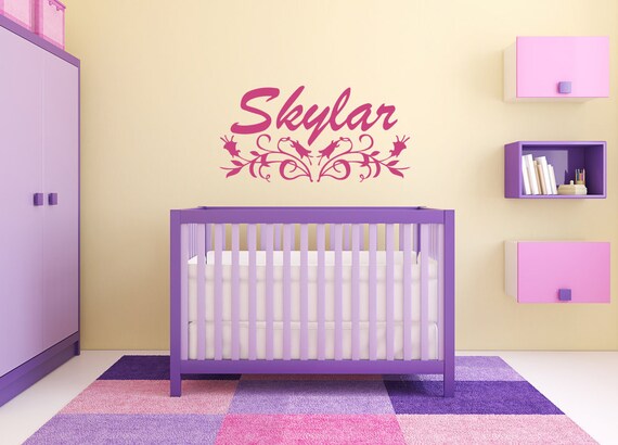 Skylar Girl Name Wall Sticker Beautiful Flowers Removable - Etsy