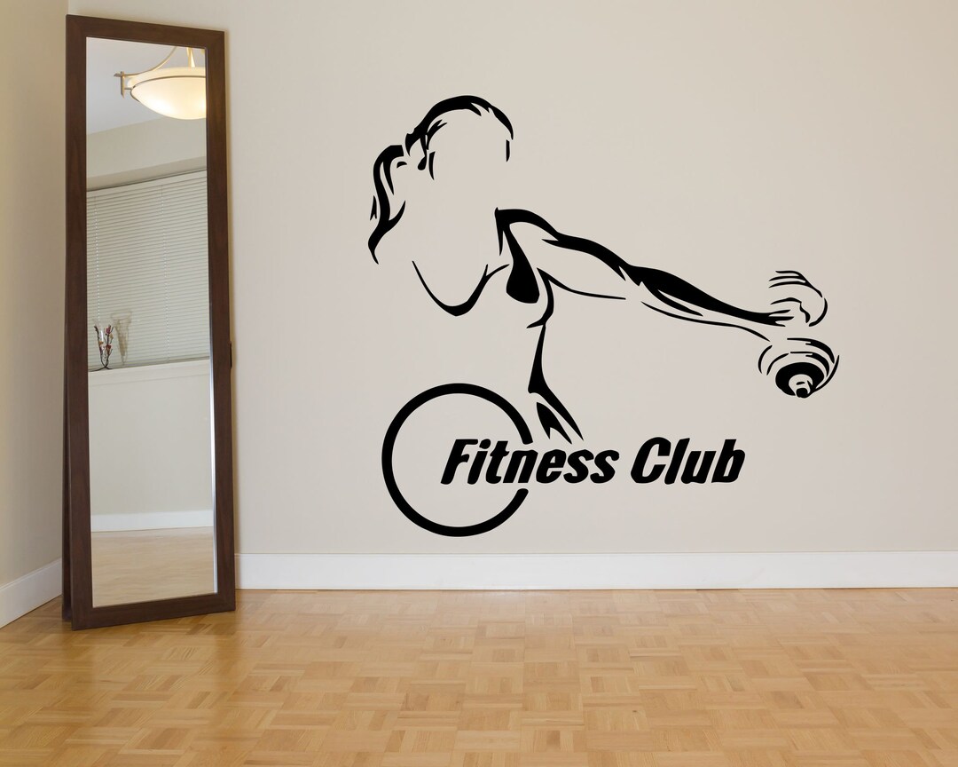 Gym Sport Workout Fitness Club Logo Sign Emblem Wall Sticker Vinyl ...