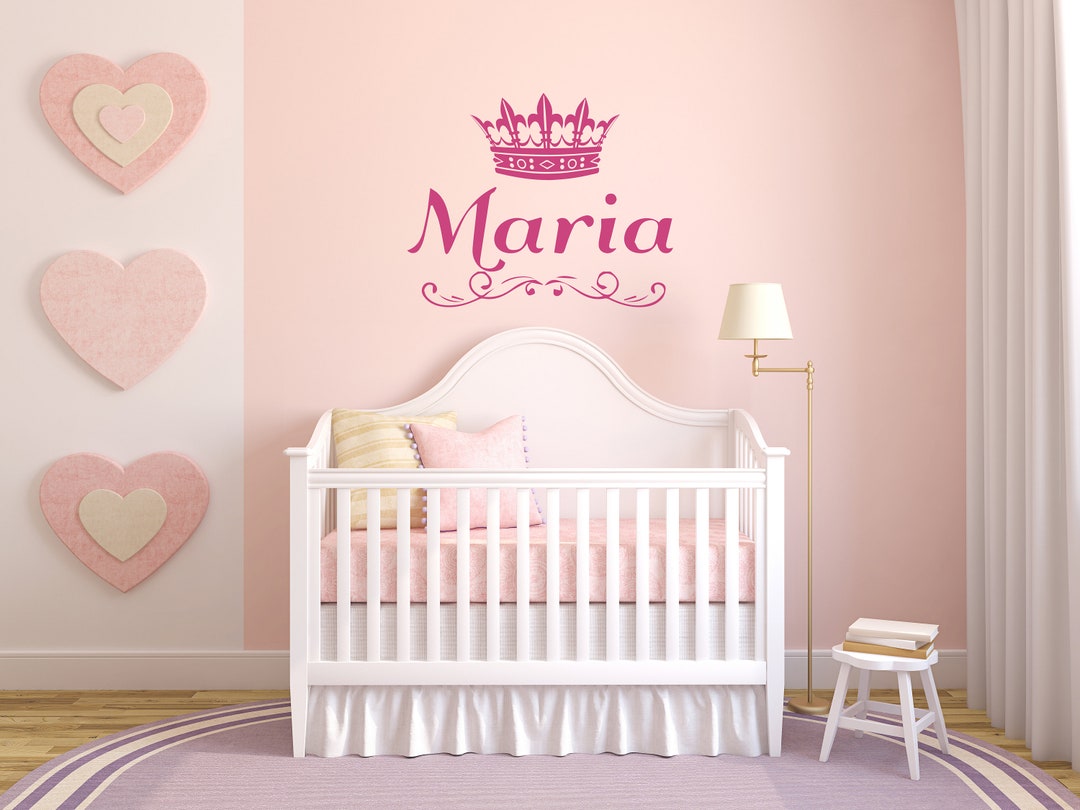 Maria Girl Name Princess Crown Queen Nursery Kids Room Wall Sticker ...