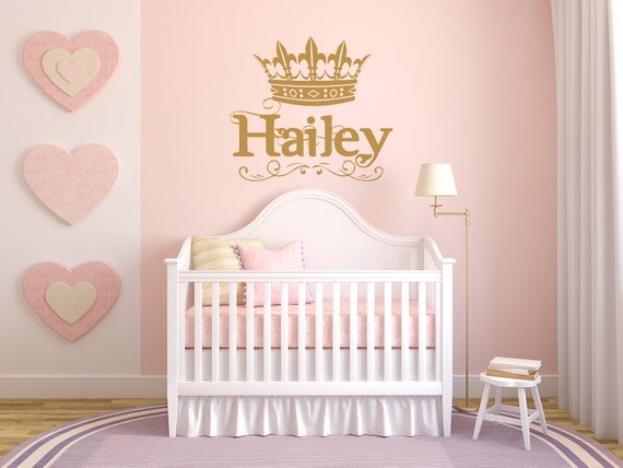 Hailey Girl Name Removable Vinyl Decal Princess Crown Wall | Etsy