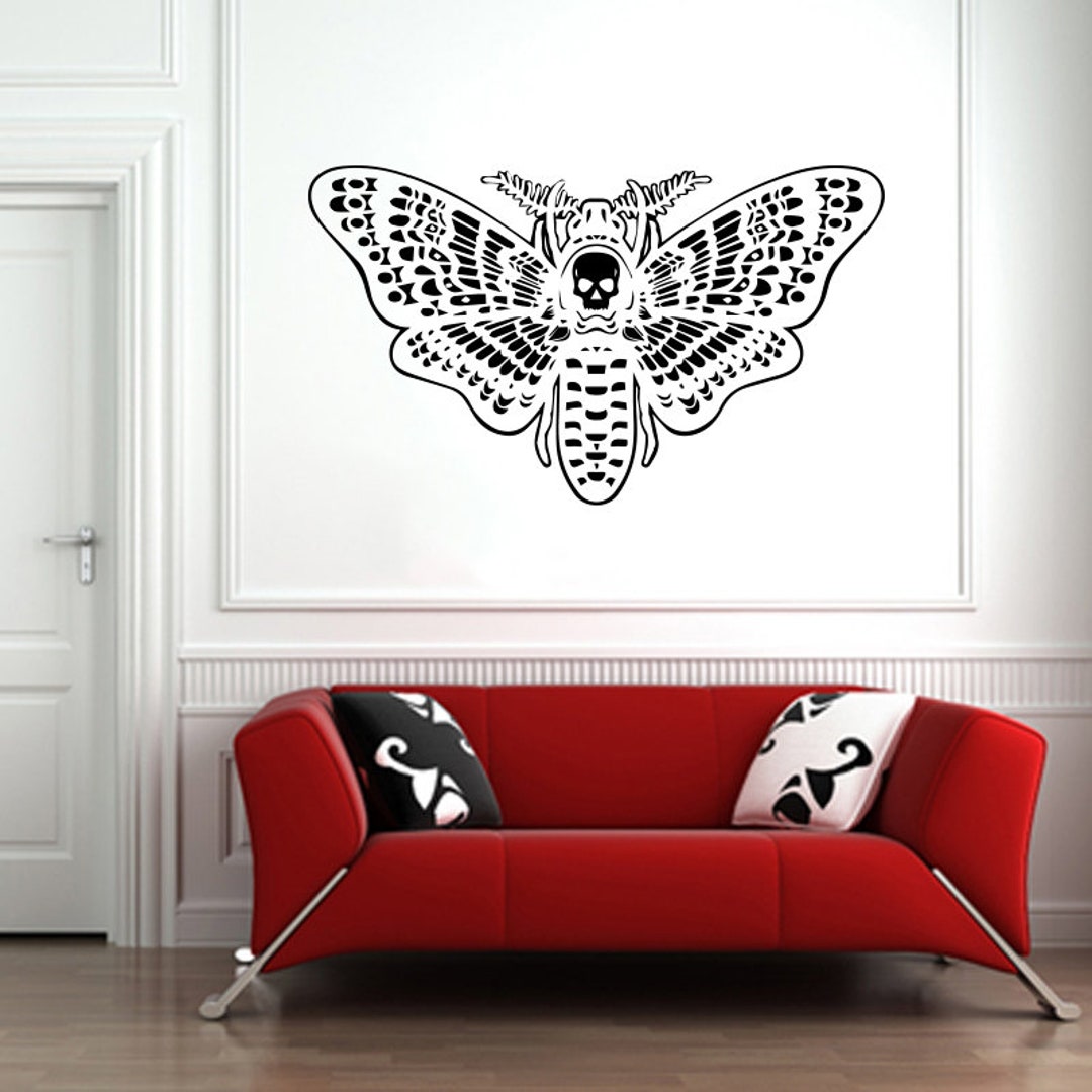 Moth Insect Skull Tattoo Esoteric Wall Sticker Vinyl Car Decal Mural ...