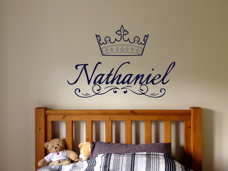 Nathaniel Boy Name Removable Vinyl Decal Prince Crown Wall | Etsy
