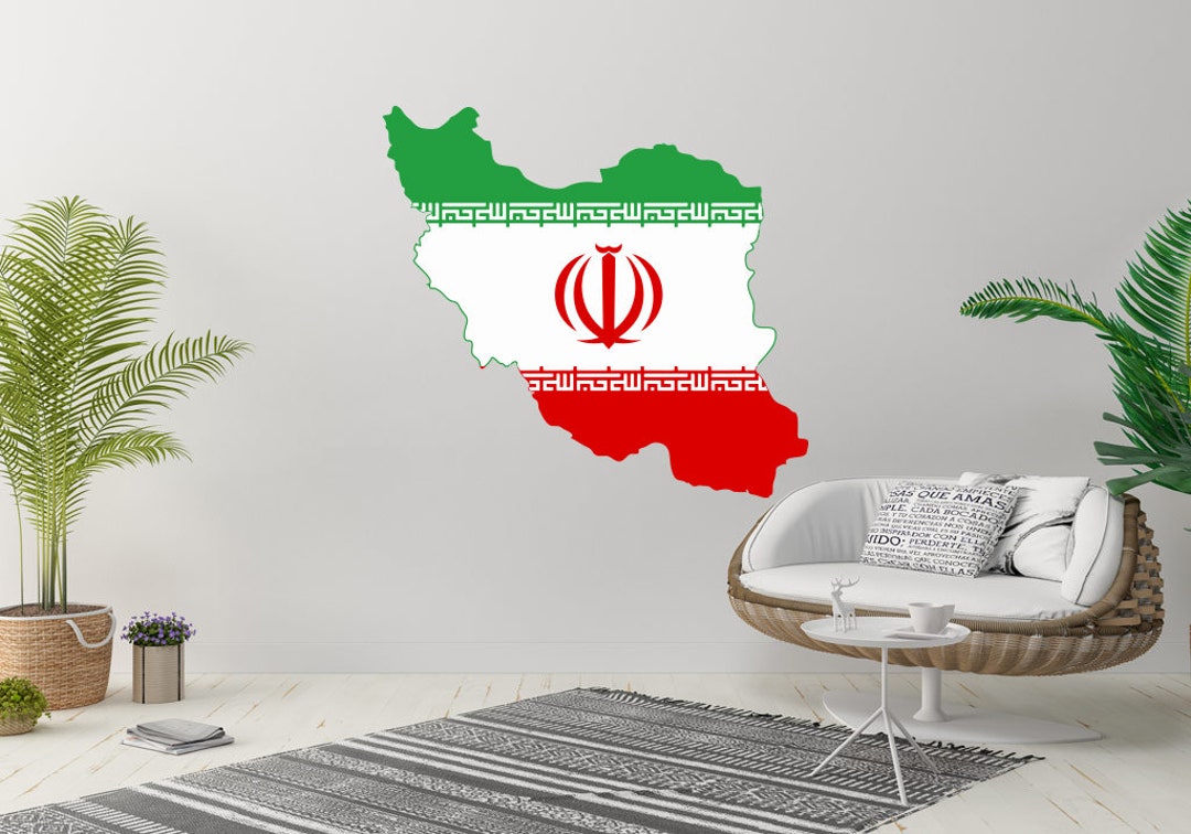 Irán país mapa bandera esquema viaje pared pared etiqueta vinilo ...