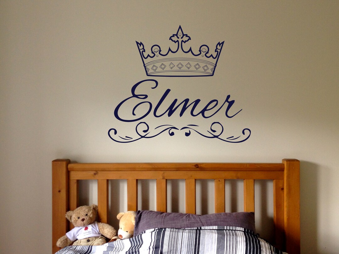 Elmer Boy Name Prince Crown King Nursery Kids Room Wall Sticker Vinyl ...