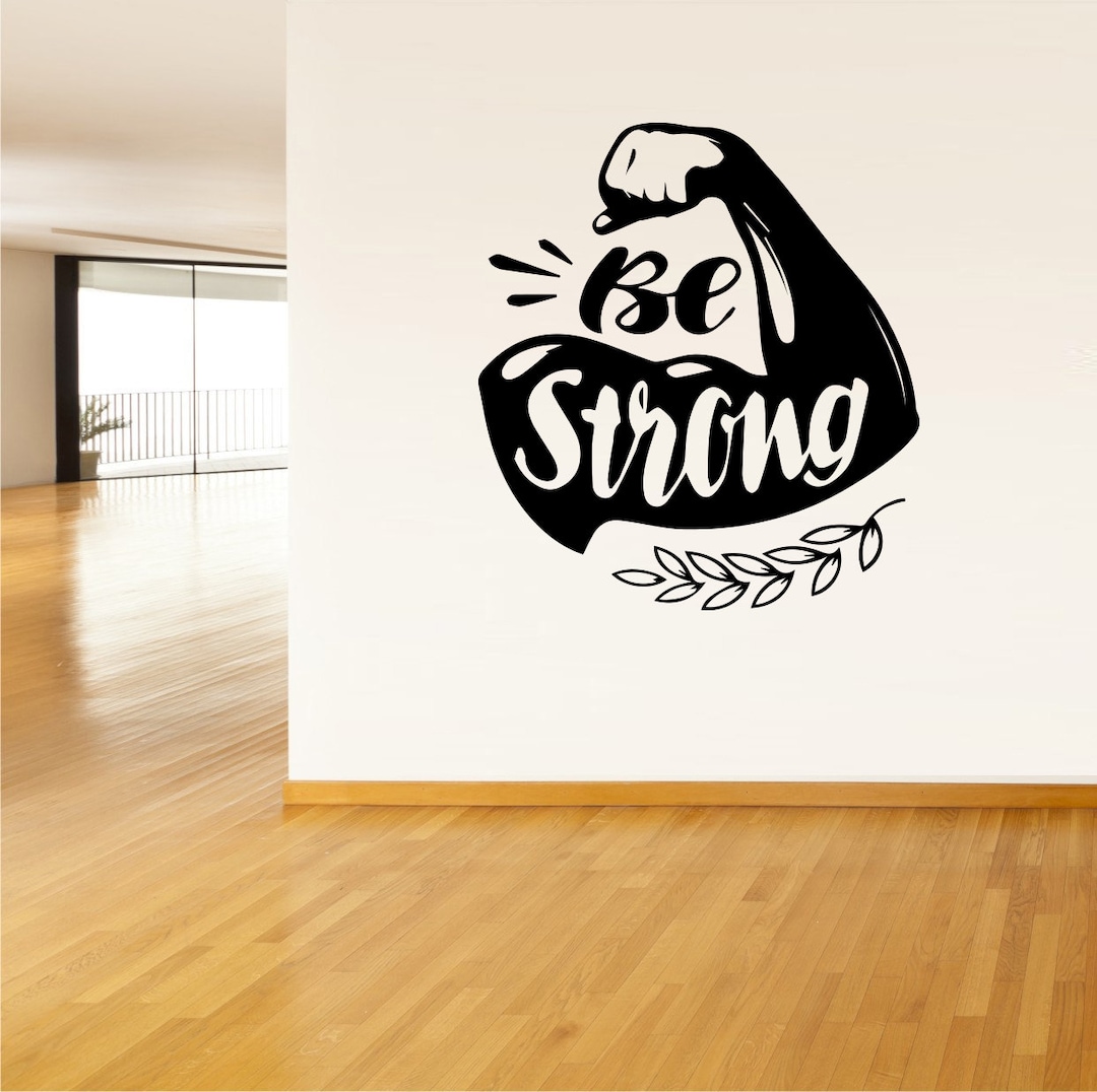 Be Strong Gym Sport Workout Fitness Dumbbells Man Logo Sign Emblem Wall ...