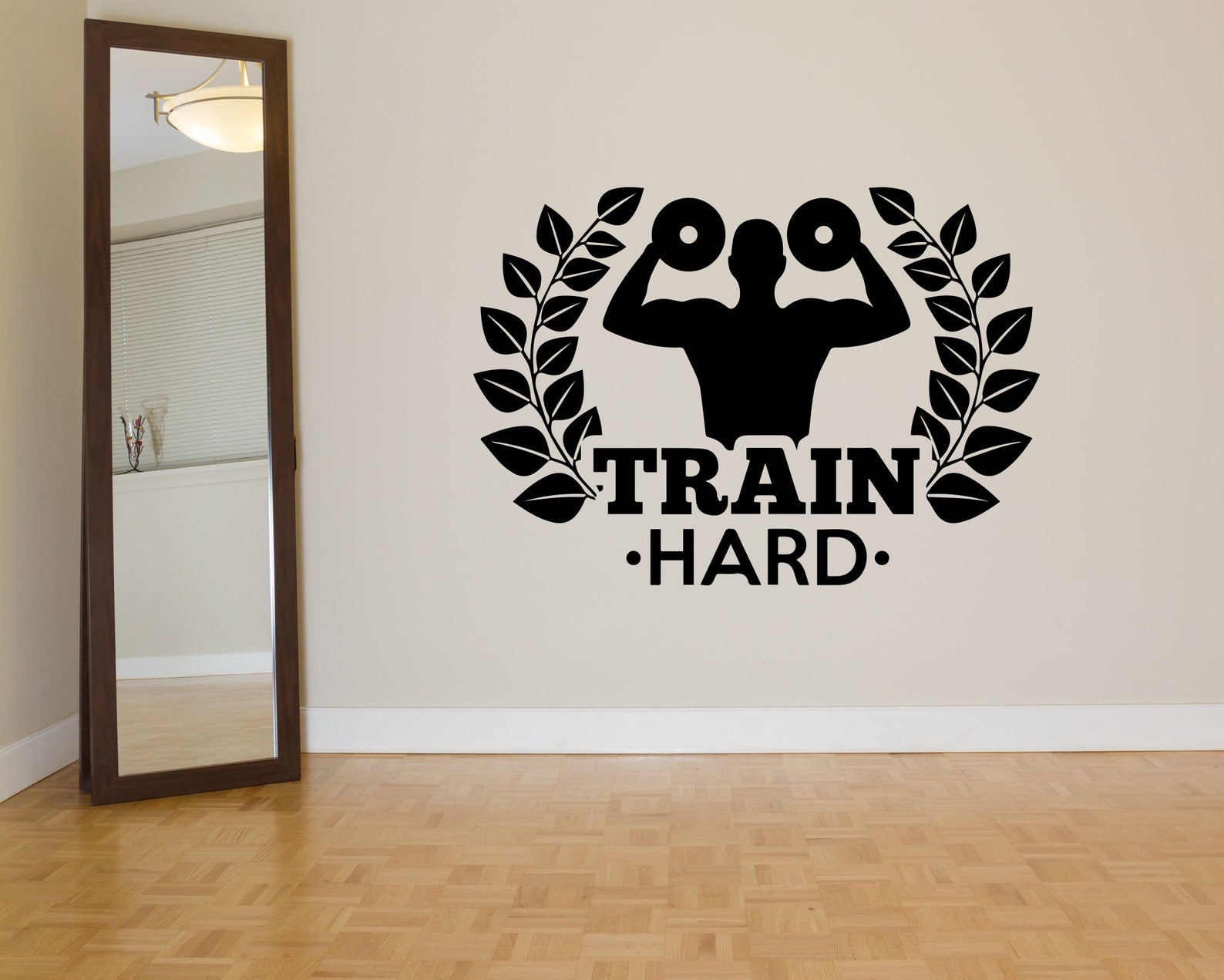 Train Hard Gym Sport Workout Fitness Logo Wall Sticker Vinyl - Etsy