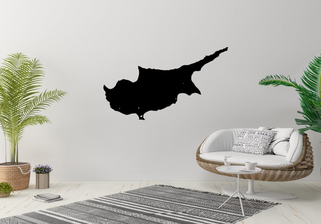Cyprus Country Map Outline Travel Wall Sticker Vinyl Decal Mural Art ...