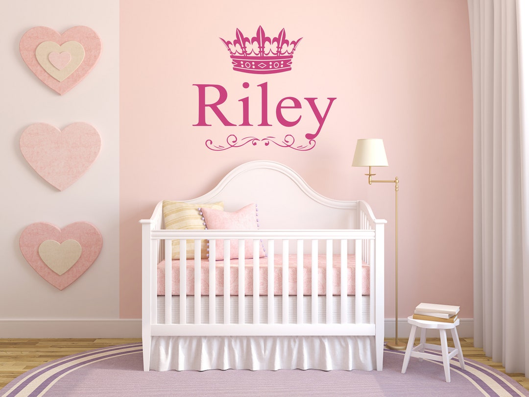 Riley Girl Name Princess Crown Queen Nursery Kids Room Wall Sticker ...