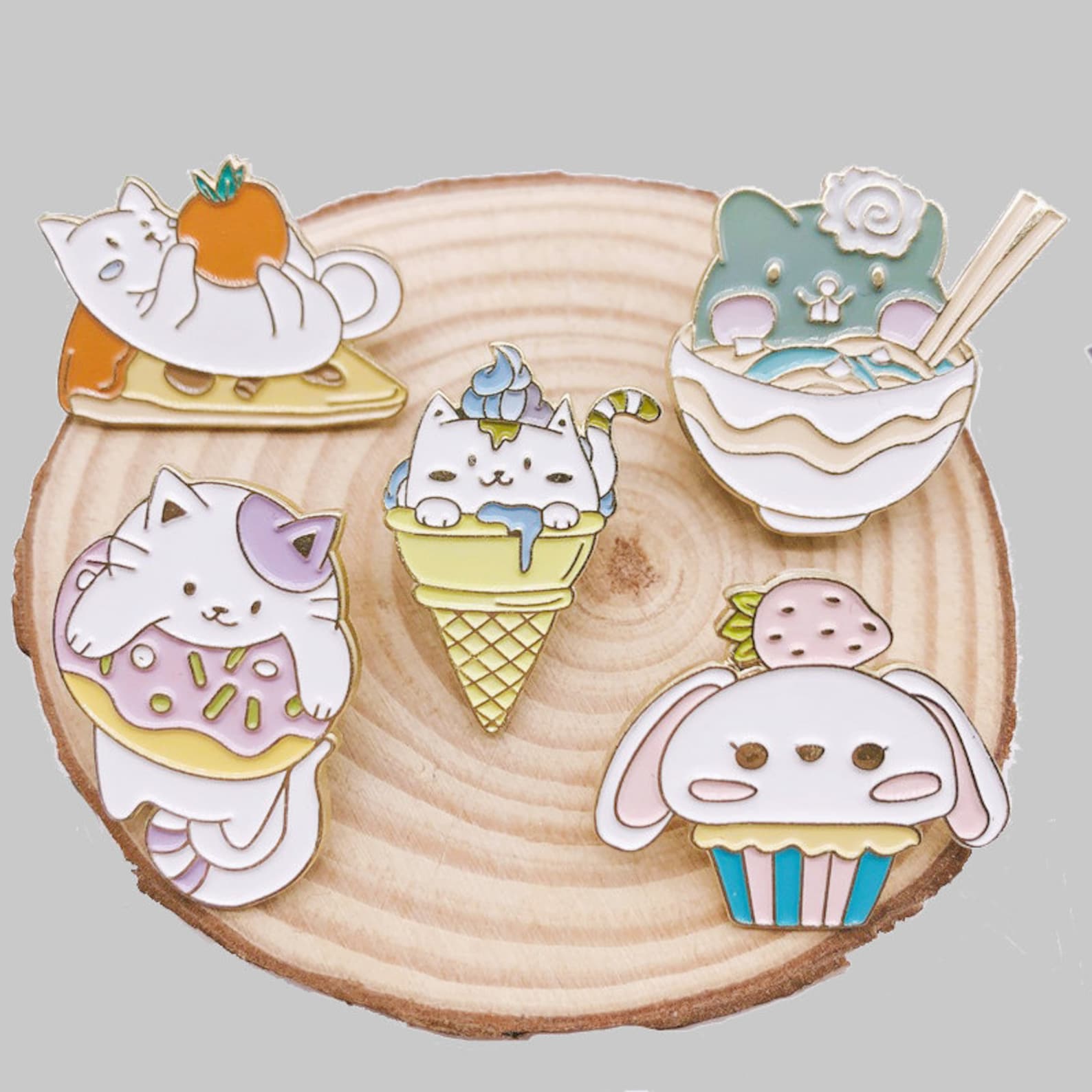 Cute Cat Enamel Pin Cat Pin Cat Eating Food Pin Lapel Pin Cute Etsy