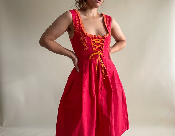 Vintage bavarian red dress, cottagecore dress - Gem