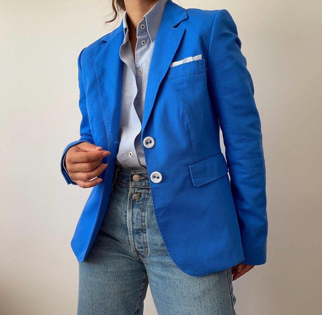 Vintage Electric Blue Tailored Blazer • Size S Fitted - Etsy