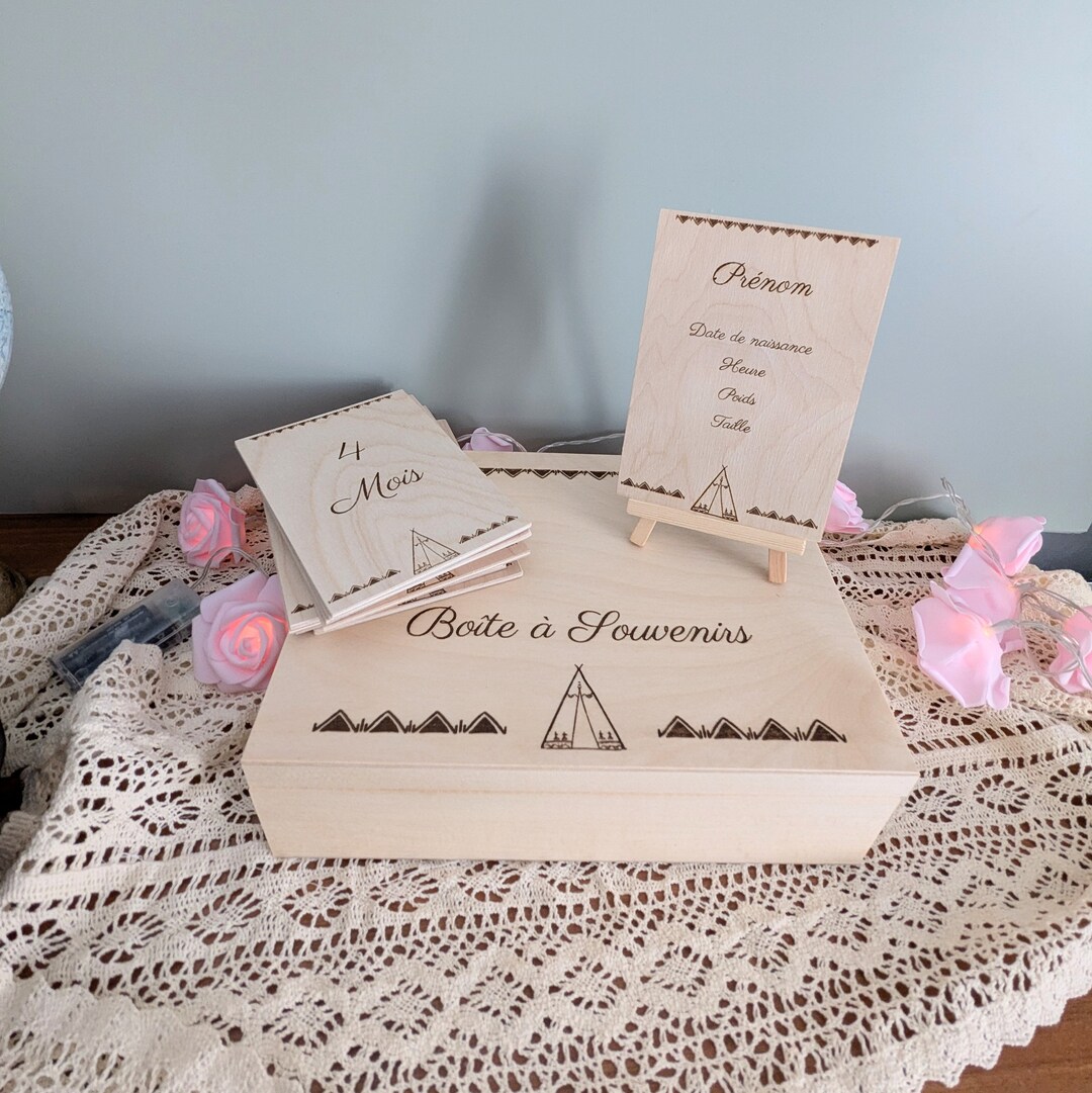 Birth Memory Box, With Optional Photo Signs. Customizable Engraved Wood ...