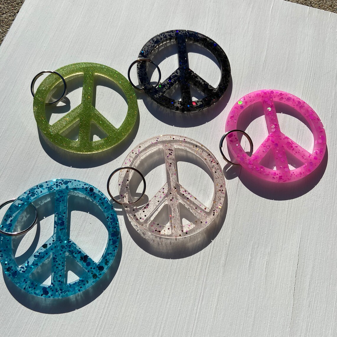 Resin Peace Sign Keychain | Etsy
