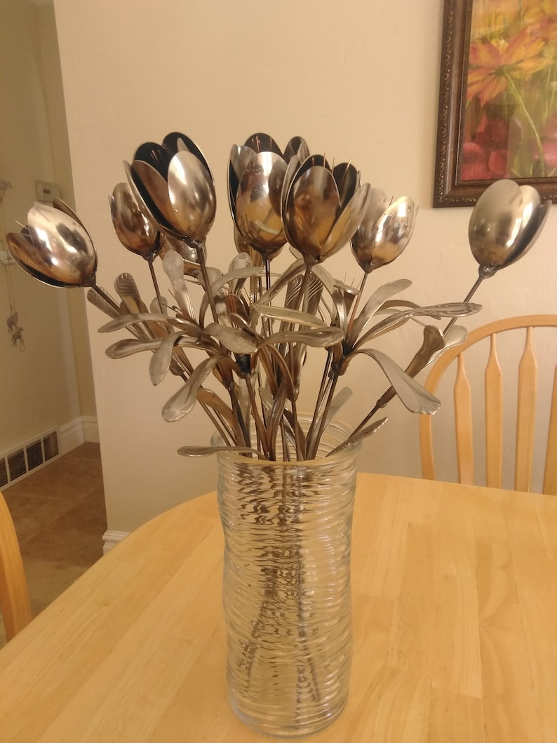 Metal Art Hand Made Happy Welded Tulip 6 Tulips Half Dozen | Etsy