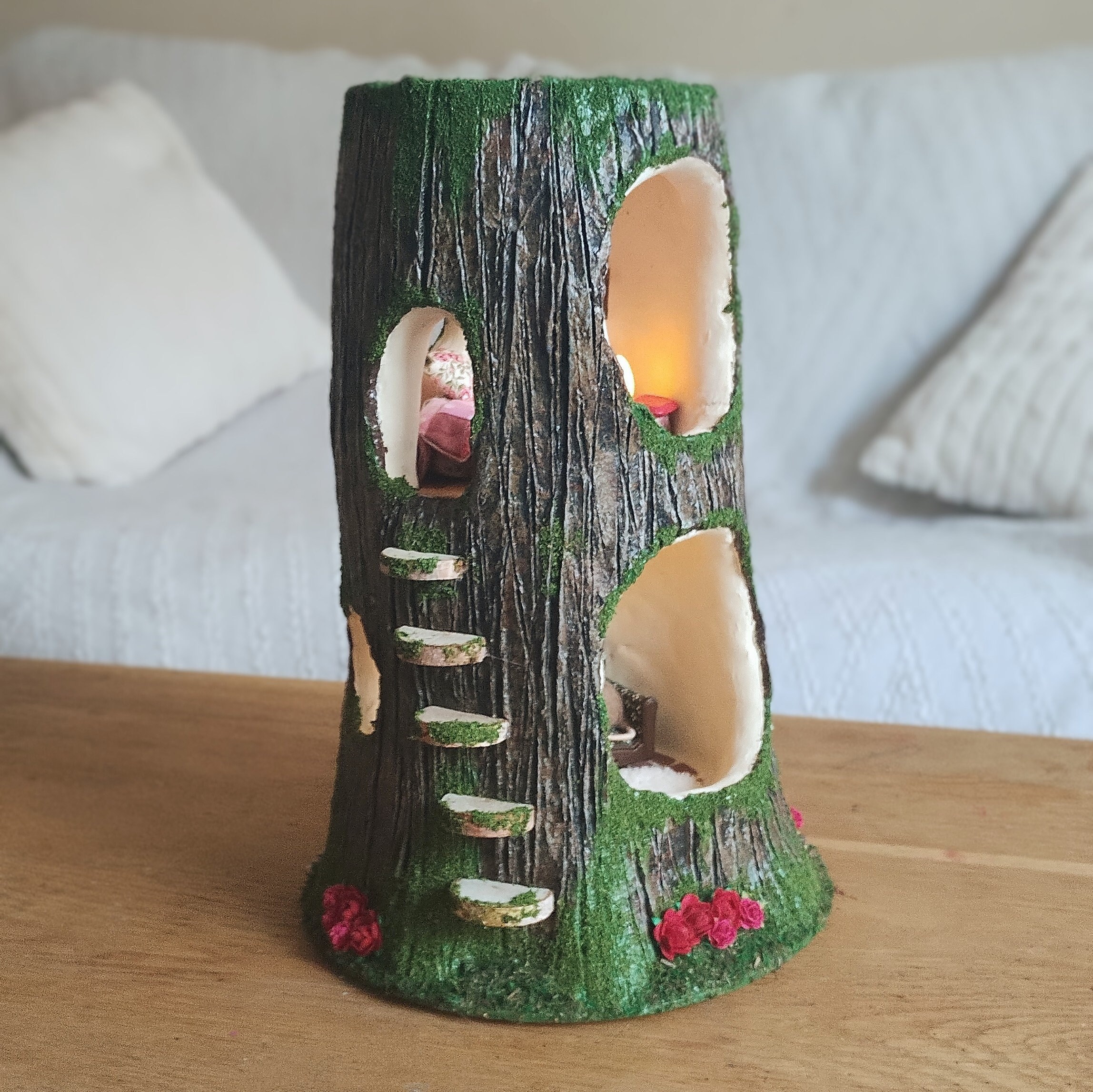 Two Storey Mouse House With Red Roses Tree Dollshouse Fairy Tree House ...
