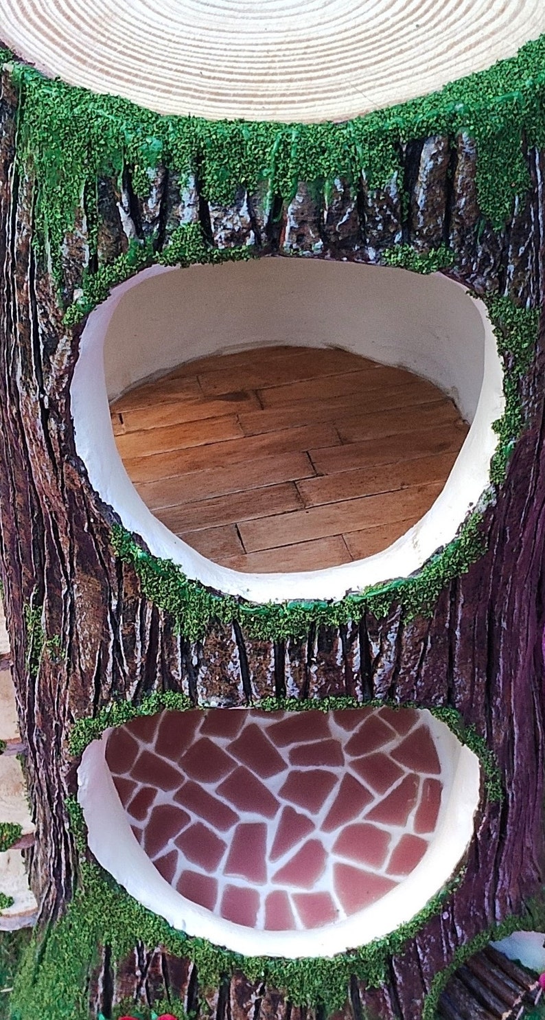 Two Storey Mouse House With Red Roses Tree Dollshouse Fairy Tree House ...