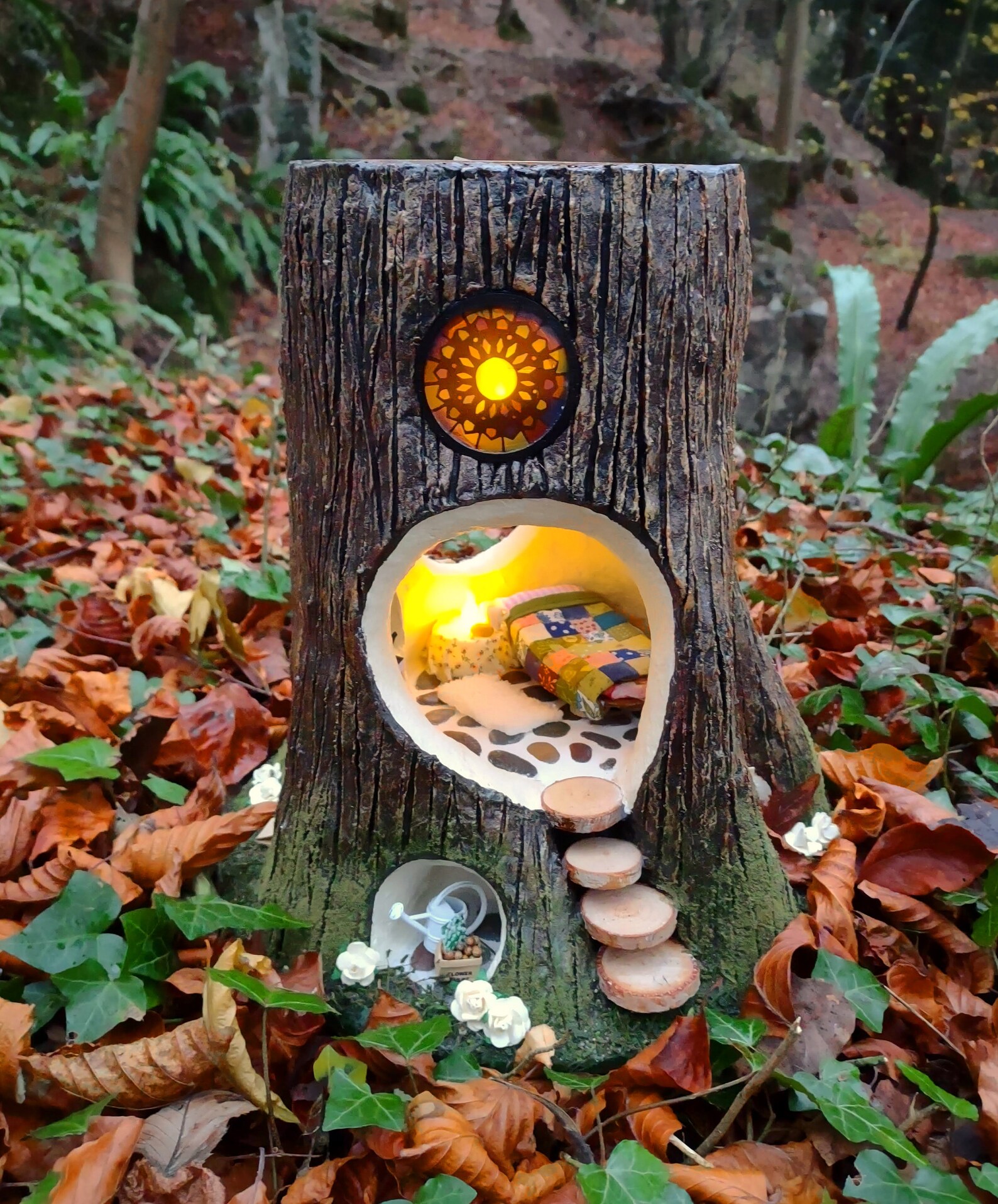Made to Order: Beautiful Fairy Tree House Tree Stump Night Light ...