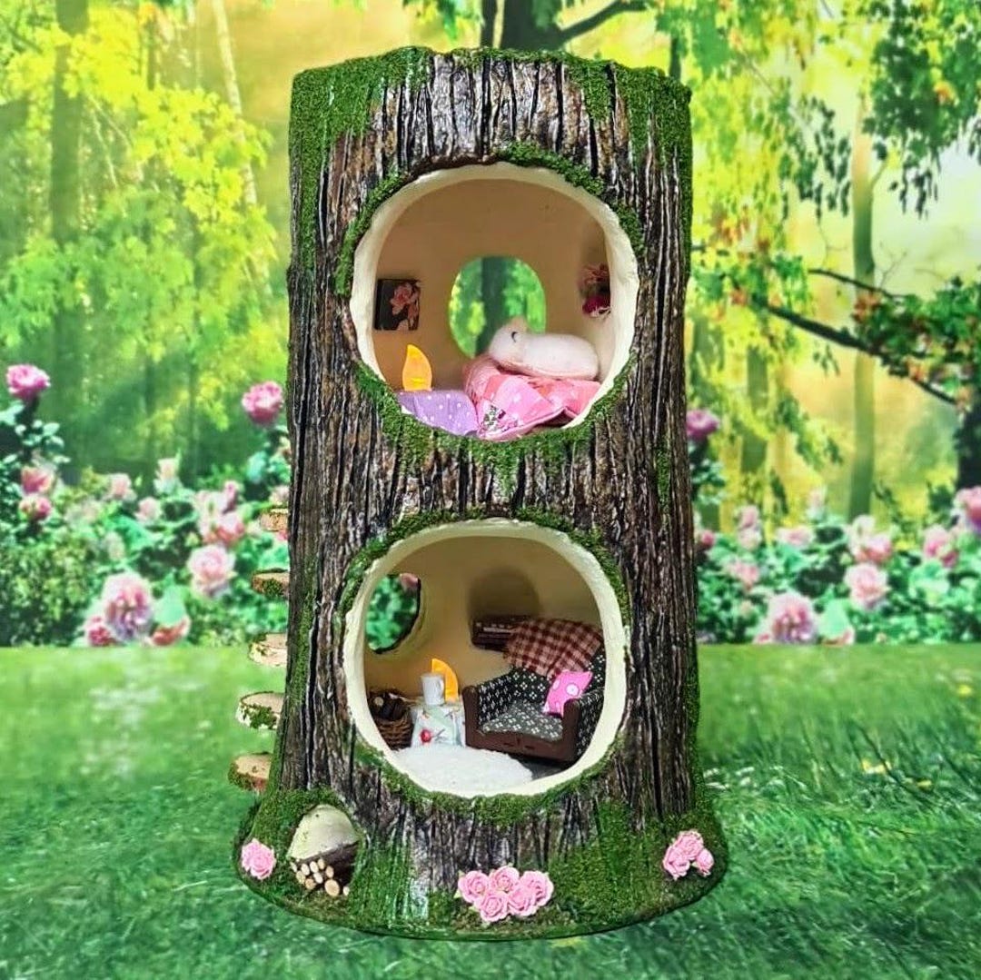 Beautiful Tree Stump Dollshouse | Handmade Fairy Tree House | Tree ...