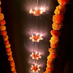 Traditional Indian Hanging Diya With Brass Bell at Base - Set of 10 ...