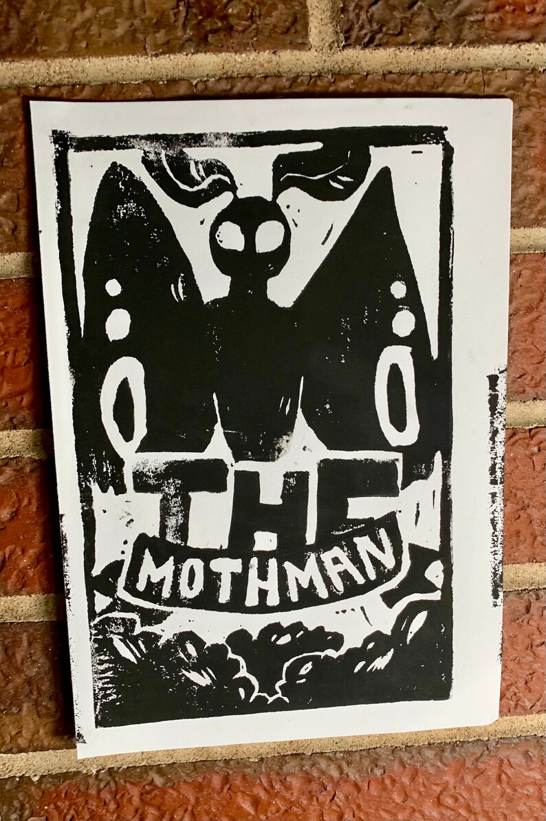 The Mothman Block Print - Etsy