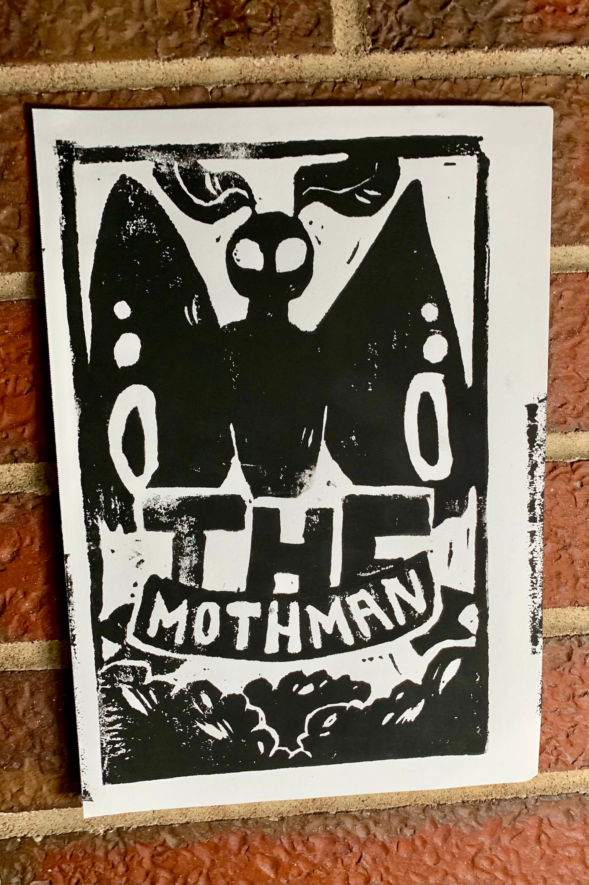 The Mothman Block Print - Etsy