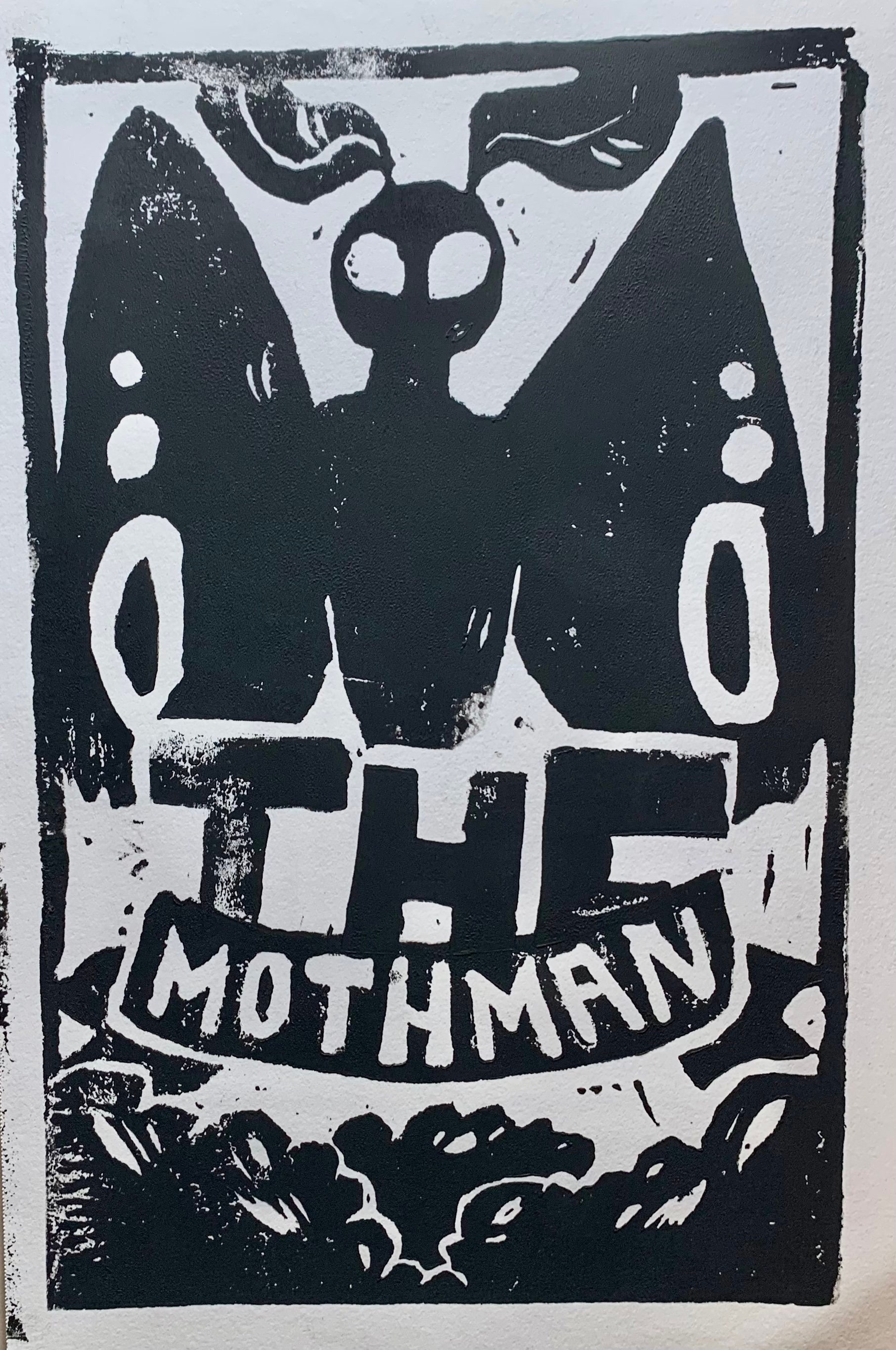 The Mothman Block Print - Etsy