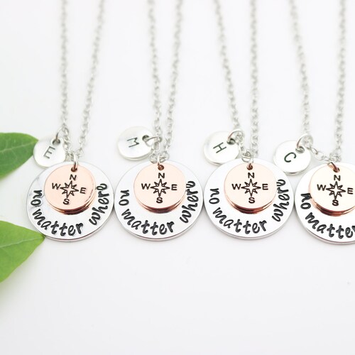 4 Best Friends Gifts Ring Charm Necklaces Compass Pendants - Etsy