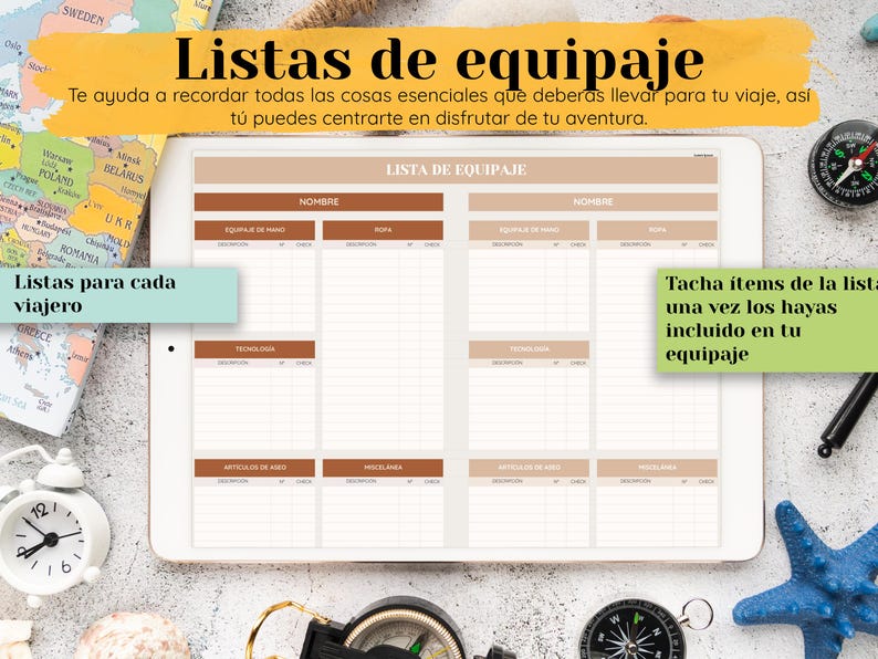 Planificador De Viajes En Español, Plantilla Itinerario De Viaje ...