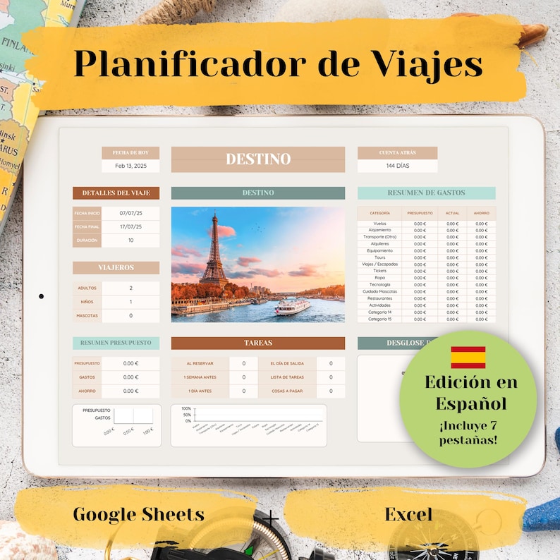 Planificador De Viajes En Español, Plantilla Itinerario De Viaje ...