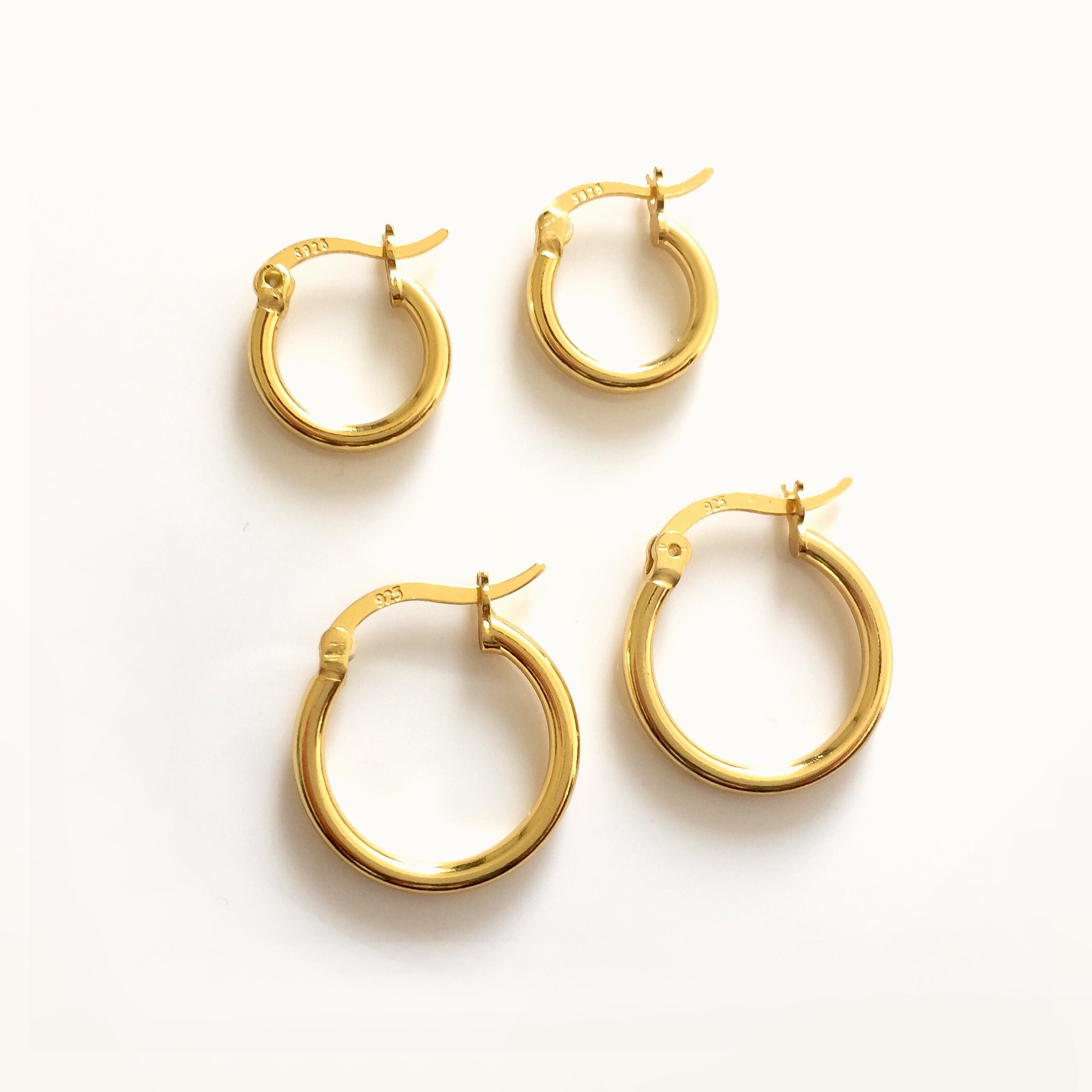 Gold 12mm 17mm Round Hoop Earrings Gold Hoops Hoop - Etsy