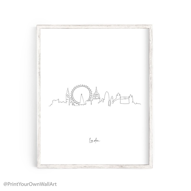 London Skyline Print London Line Art Cityscape Line Art - Etsy