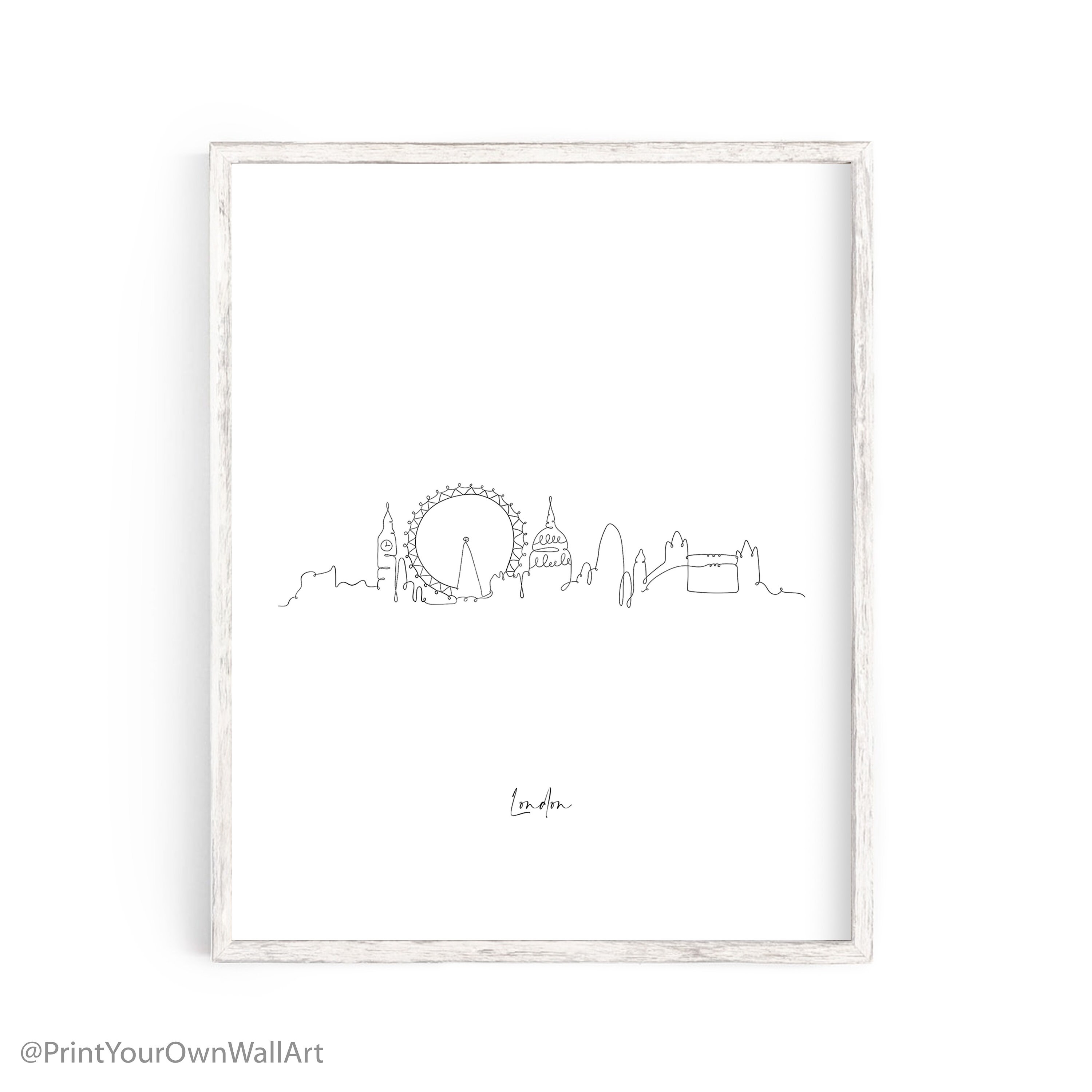 London Skyline Print London Line Art Cityscape Line Art - Etsy