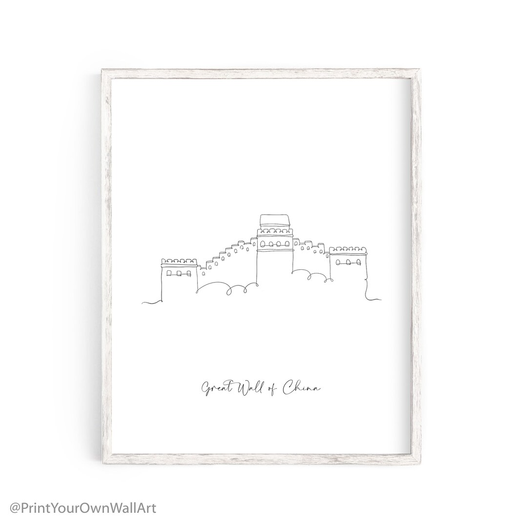 The Great Wall of China Line Art, Skyline Print, Line Art Decor, One ...