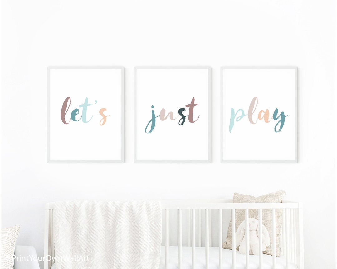 Let's Just Play, Playroom Wall Art, Rainbow Kids Room, Play Poster ...