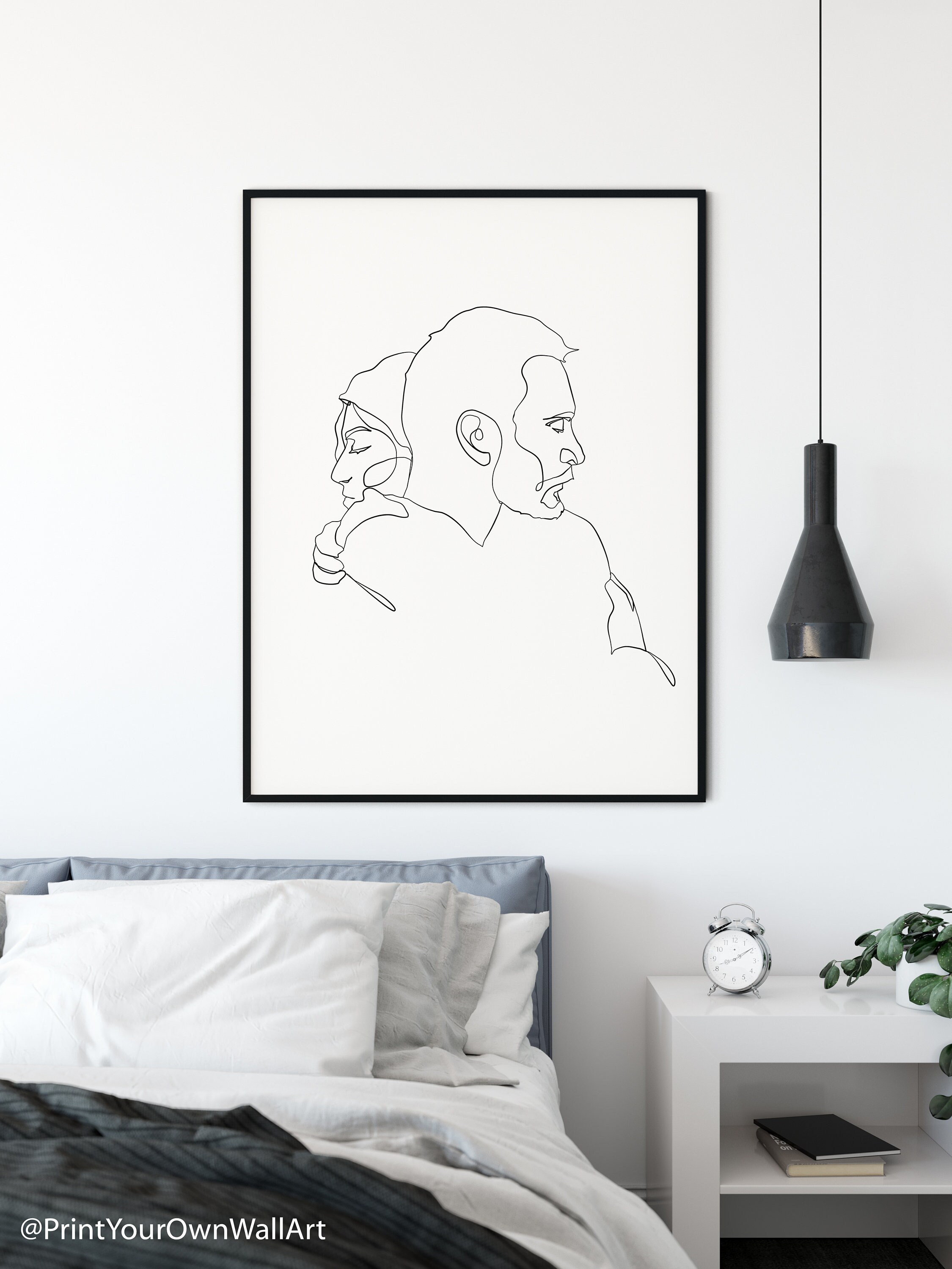 Couple Line Art Print Line Art Couple Kissing Line Art | Etsy