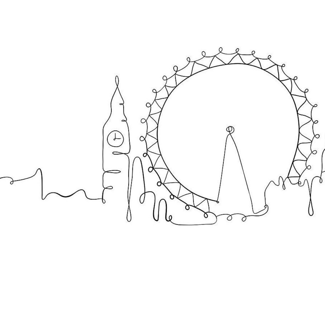 London Skyline Print London Line Art Cityscape Line Art | Etsy