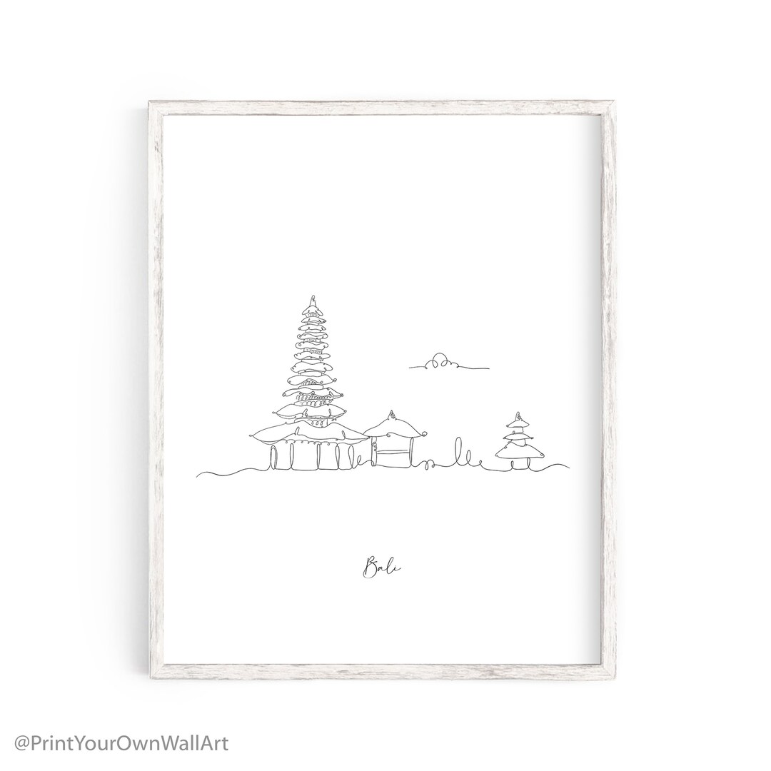 Bali Skyline Print Bali Line Art Cityscape Line Art Decor - Etsy
