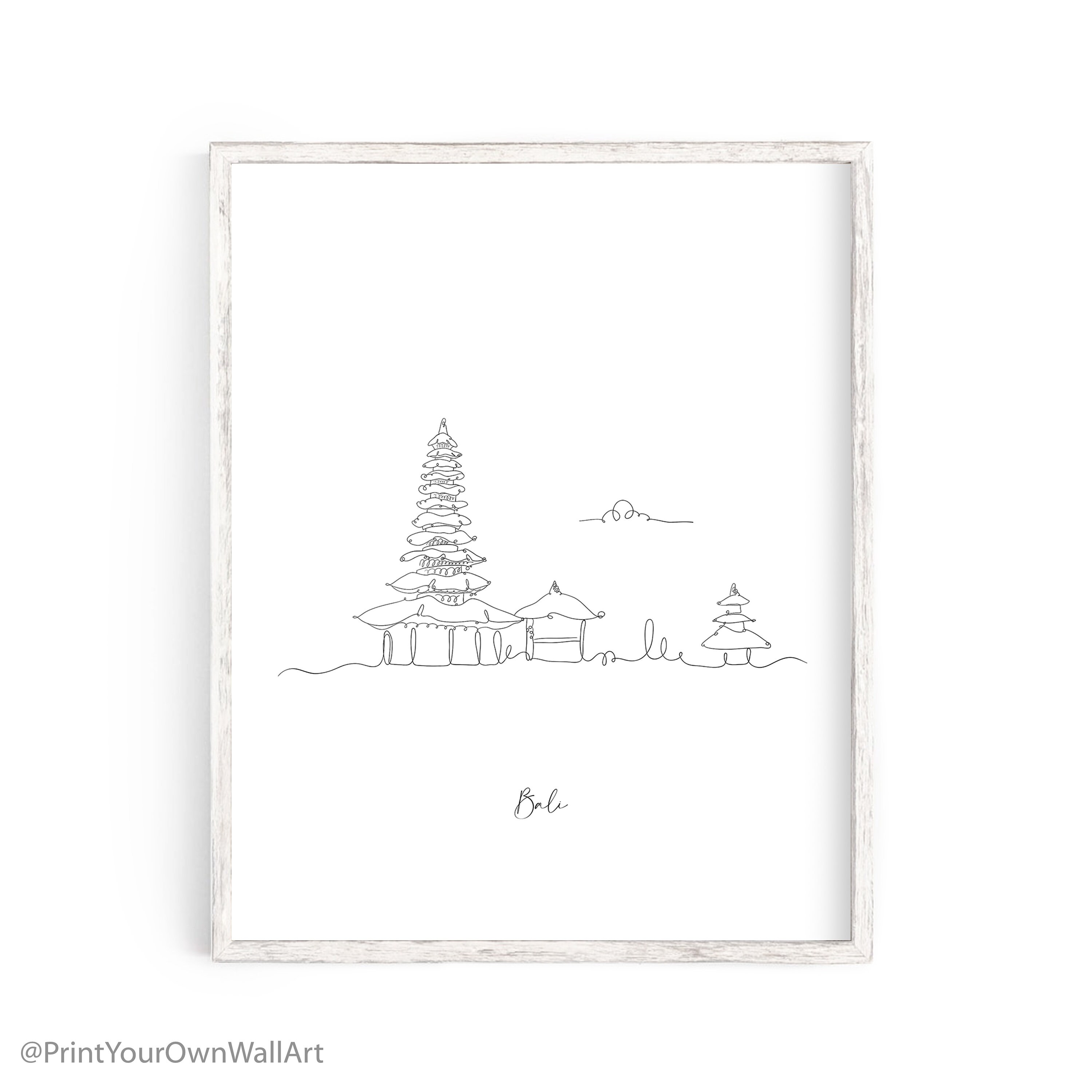 Bali Skyline Print Bali Line Art Cityscape Line Art Decor - Etsy