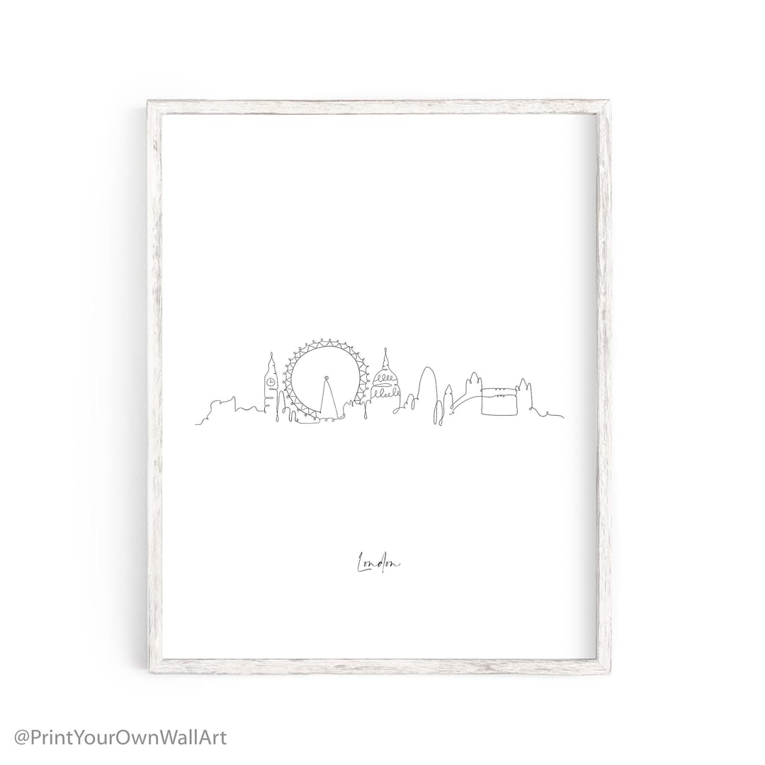 London Skyline Print, London Line Art, Cityscape, Line Art Decor, One ...