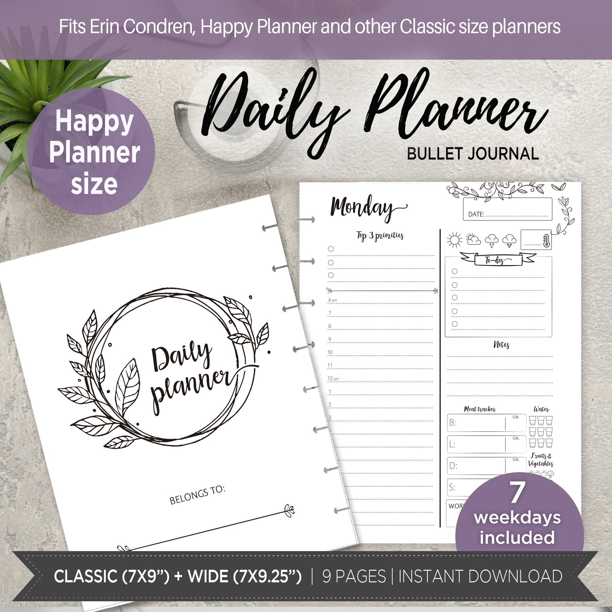 Daily Planner Printable for Bullet Journal/ Daily Planner - Etsy