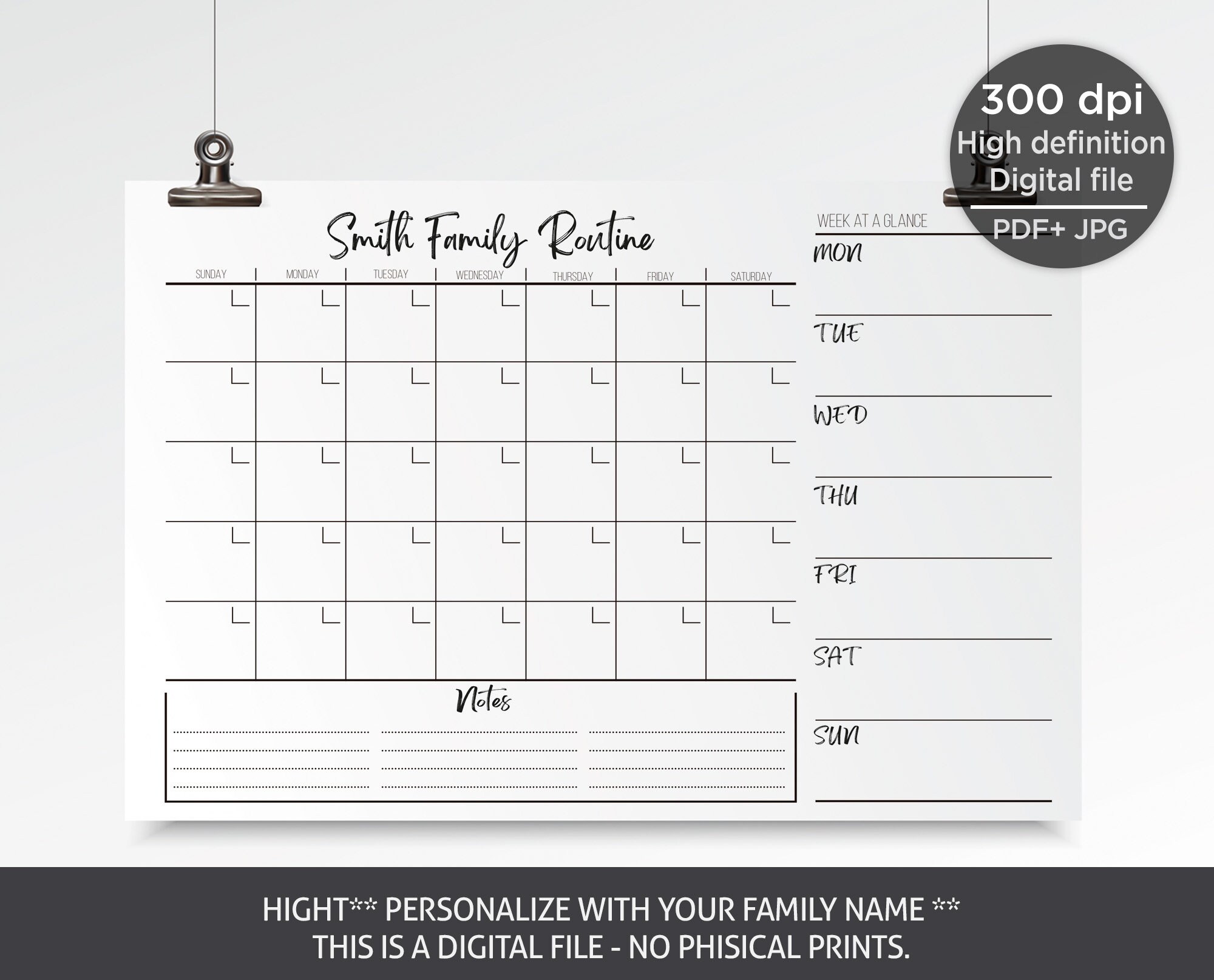 Modern Wall Business Planner Printable: Monthly and Weekly Wall ...