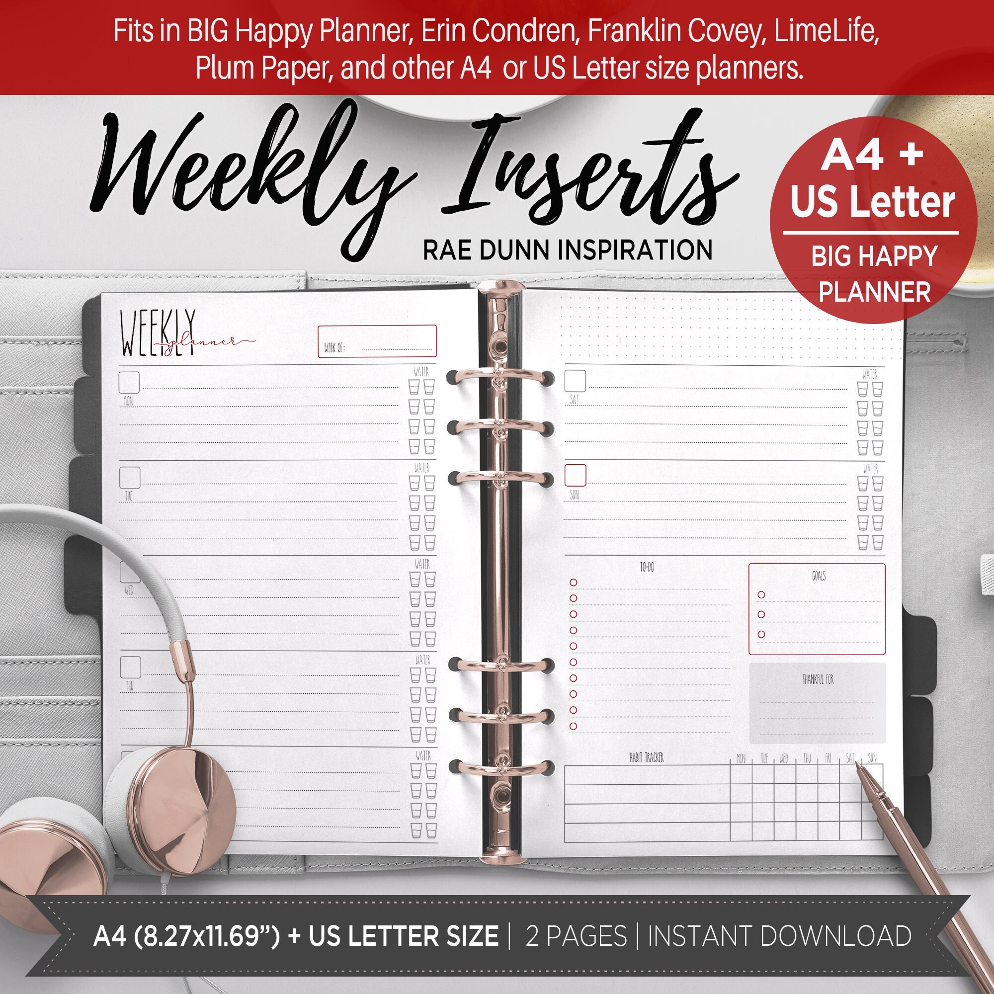 Weekly planner Rae Dunn Inspiration printable Overview on | Etsy